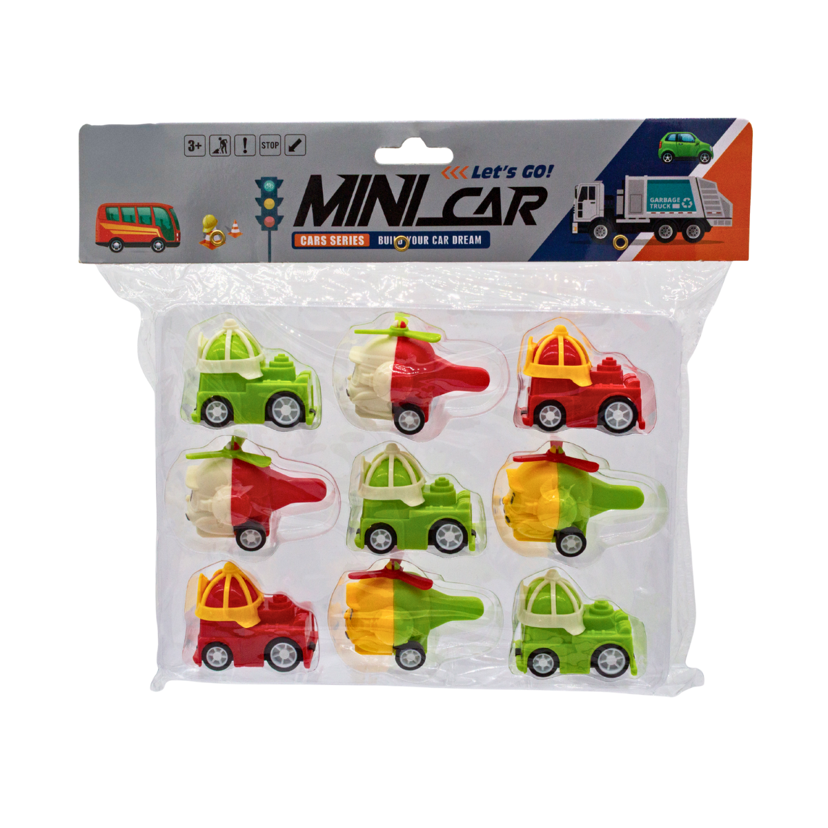 Set de 9 carritos con caritas - Los Marinillos